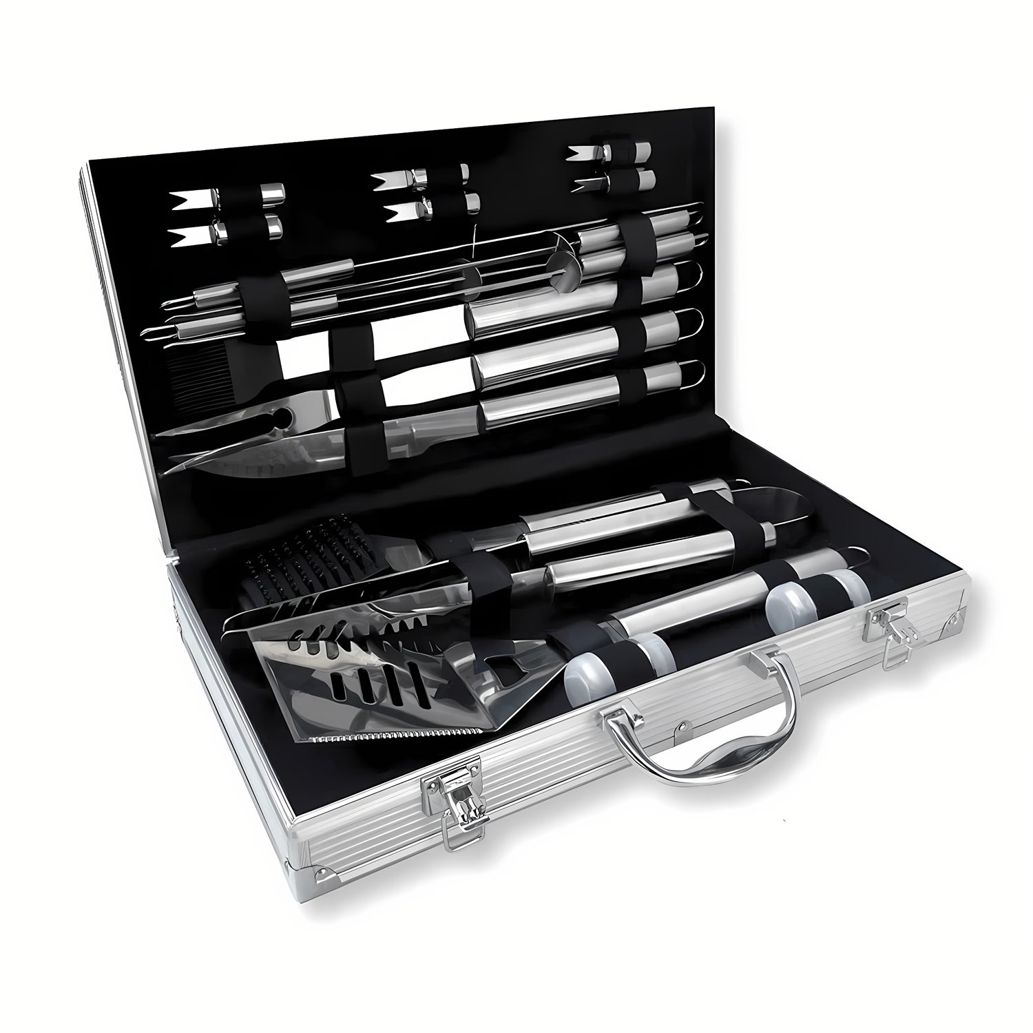 Set Parrillero Asado Barbacoa 18 Pcs En Maleta Kit Parrilla